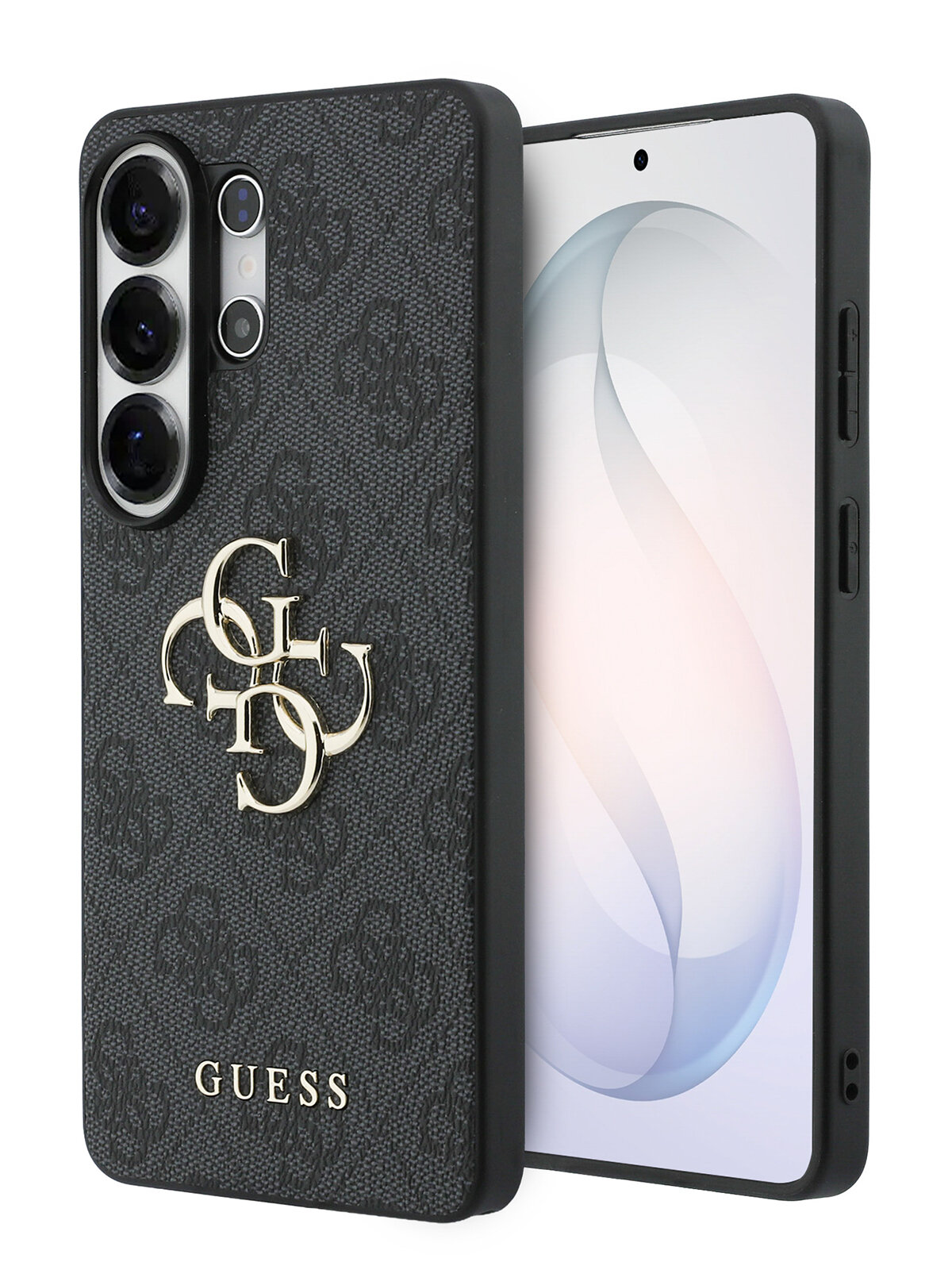 Чехол Guess на Samsung S26 Ultra, из экокожи PU leather, с защитной рамкой вокруг камеры, черный