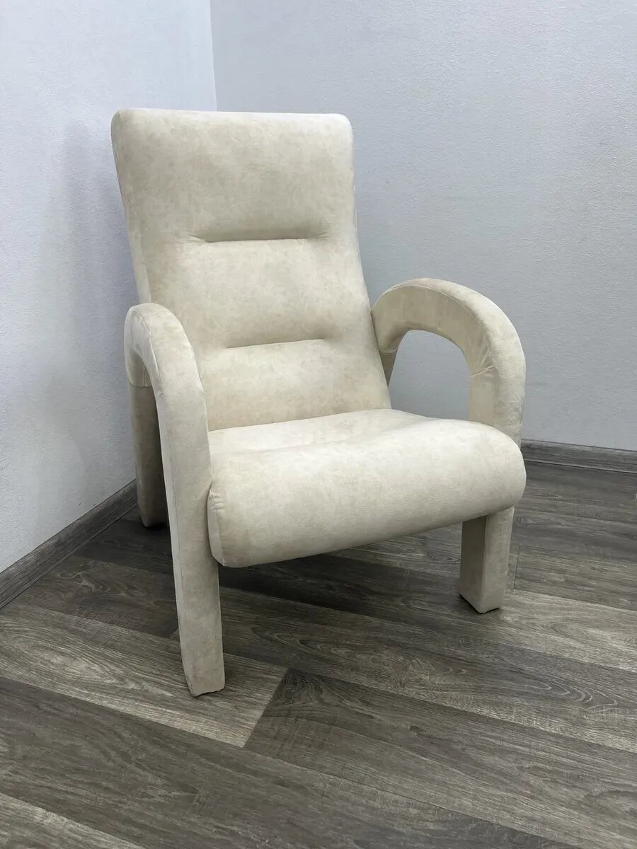 Кресло Санрайз мягкое , обивка из велюра, белое