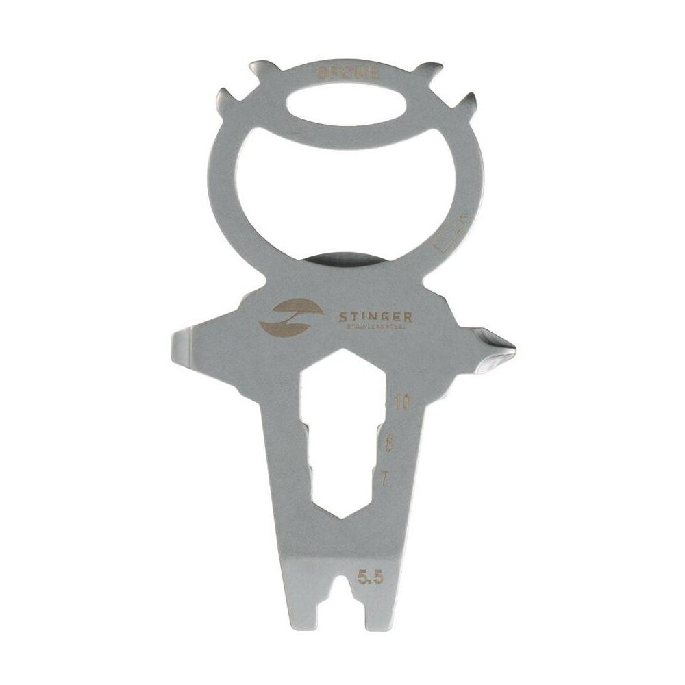 Stinger NGL040-SB Мини-мультитул карманный stinger, 68 x 41 мм, 7 функций, космонавт, нержавеющая сталь, серебристый, в блистере