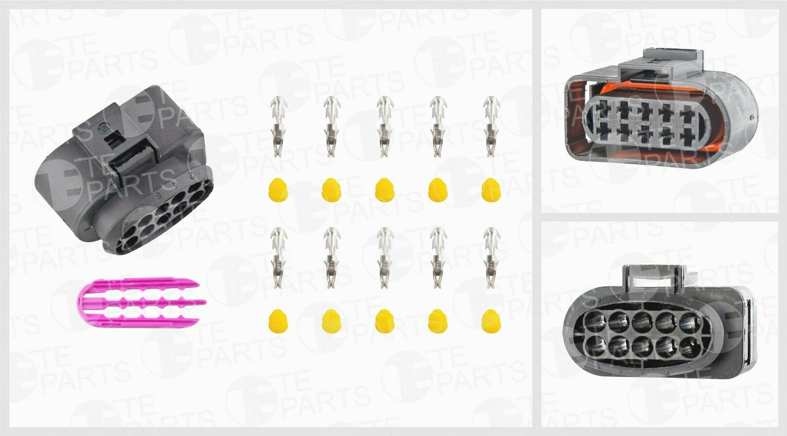 Разъем 10-pin,10 уплотнений, фиксатор VW Golf VI 2009>/Seat Ibiza V 2008>/ВАЗ-2170 7749235 (TE Parts)