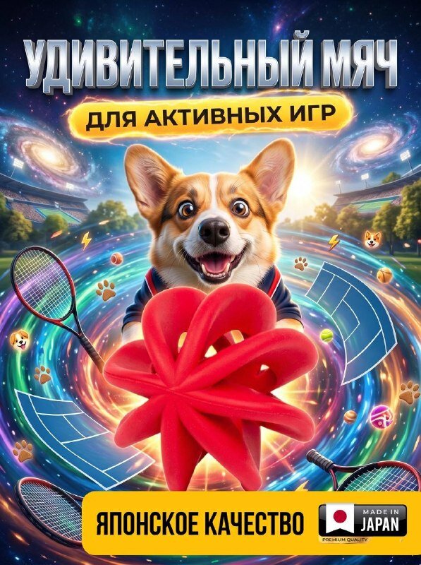 Игрушка для собак Japan Premium Pet мячик из натурального латекса для лакомств. Для средних и мелких пород. Красный.