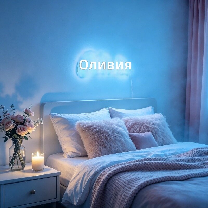 Именная светодиодная неоновая вывеска курсивом на акриловой подложке, цвет ледяной синий, размер 5 дюймов (1 буква), настенное крепление, декор для свадьбы, дня рождения и девичника