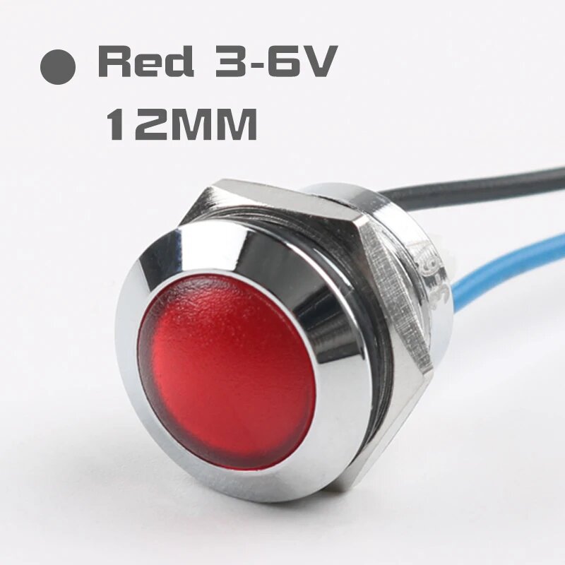 Светодиодный индикатор 12 мм, красный 3-6V