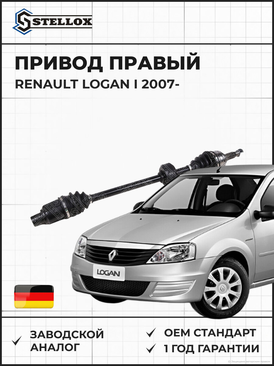 Привод правый Stellox 1582145SX Рено Логан I Renault Logan I 2007