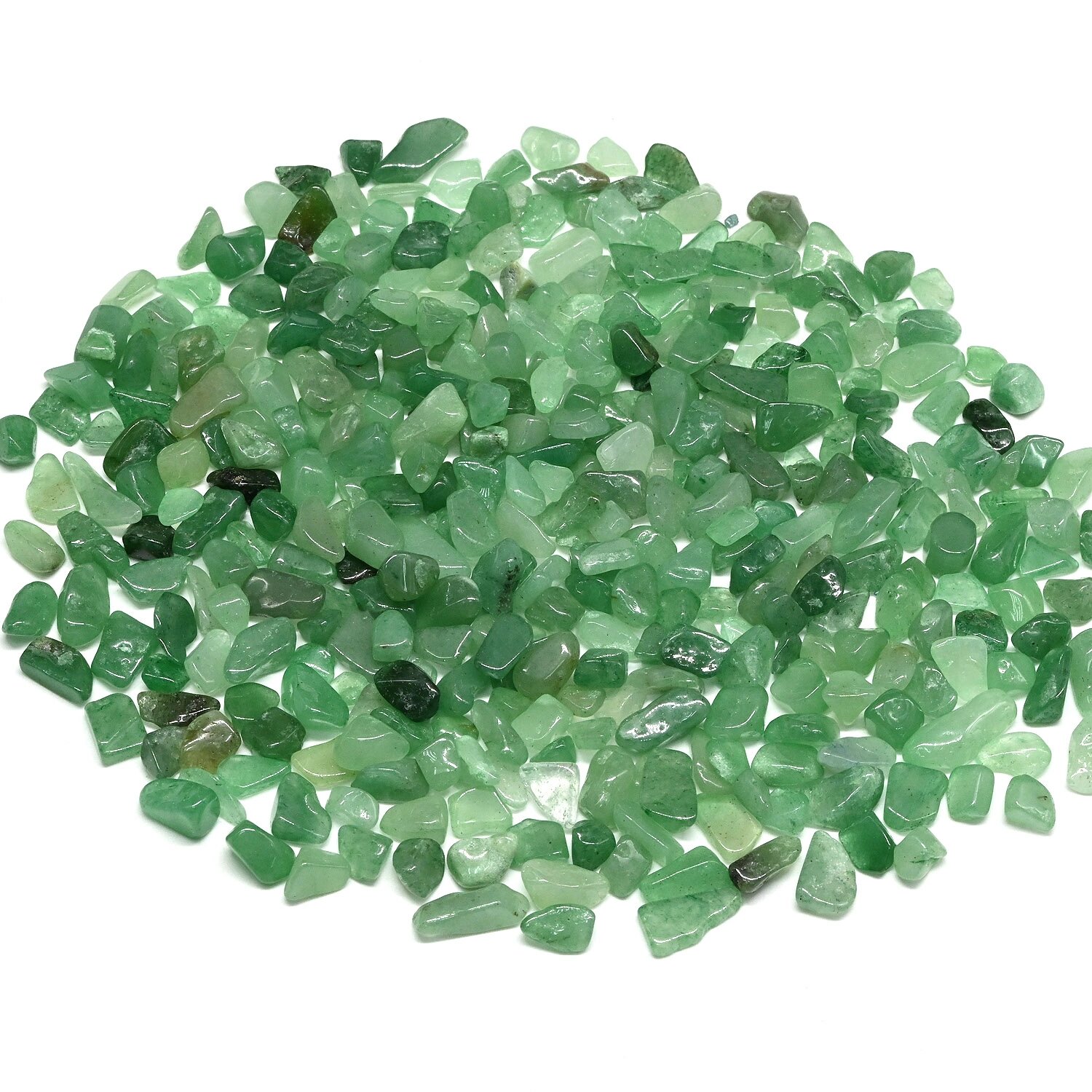 Авантюрин зеленый галтовка фракция 5-10мм, упаковка 100г .