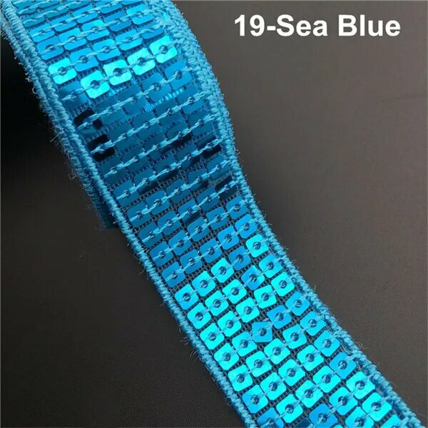 Лента с пайетками KUNQI 25 мм 5 ярдов Синий, 19 Sea Blue