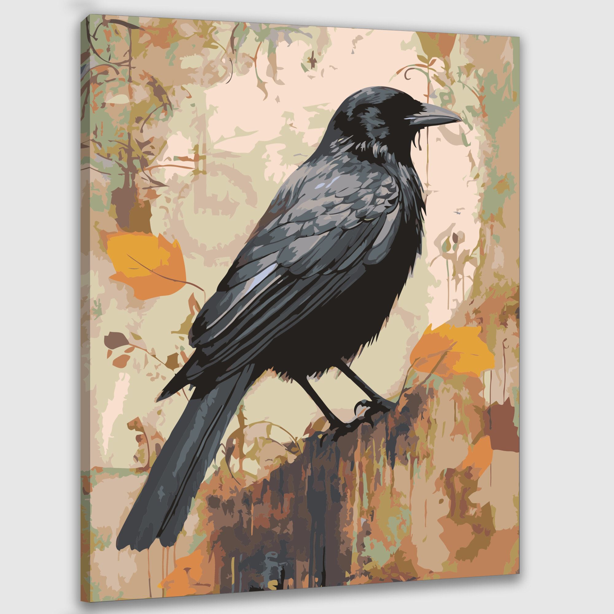 Картина по номерам 40x50 см, каллиграфия, ворона, крылья, загадочность, природа, зов, тайны, мир