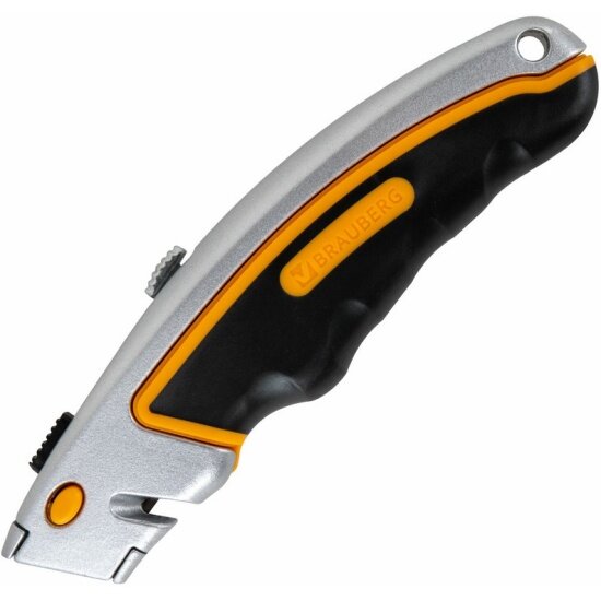 Нож универсальный мощный алюминиевый Brauberg Heavy duty, автофиксатор, резиновые вставки, 238735 (238735СН)