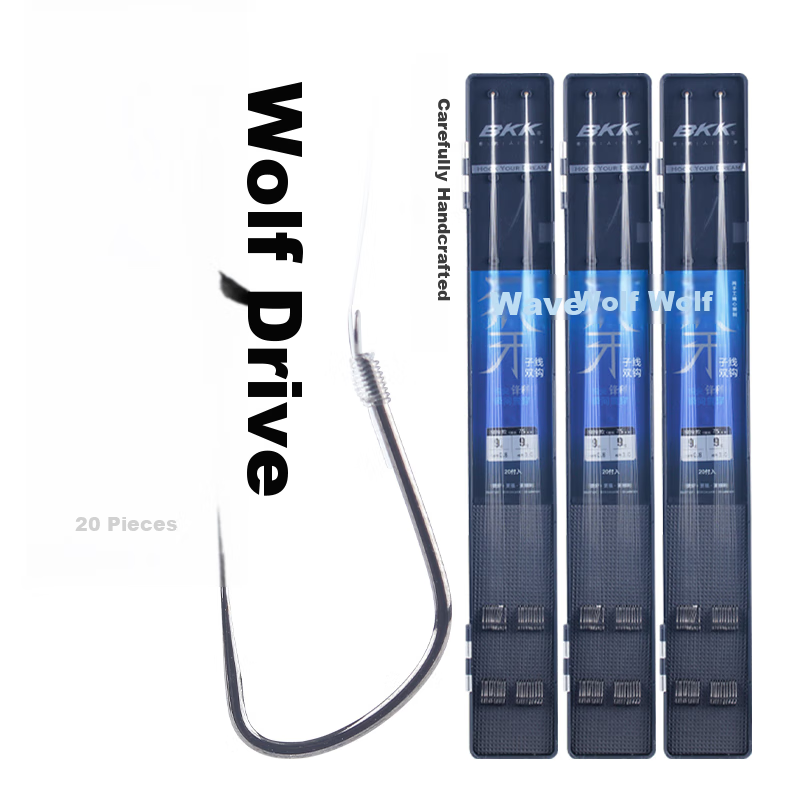BKK Wolf Tooth Line Double Hook Competitive Black Pit Finished Fish Hook Pre-Tied Set Fishing Hook for Crucian Carp And Carp