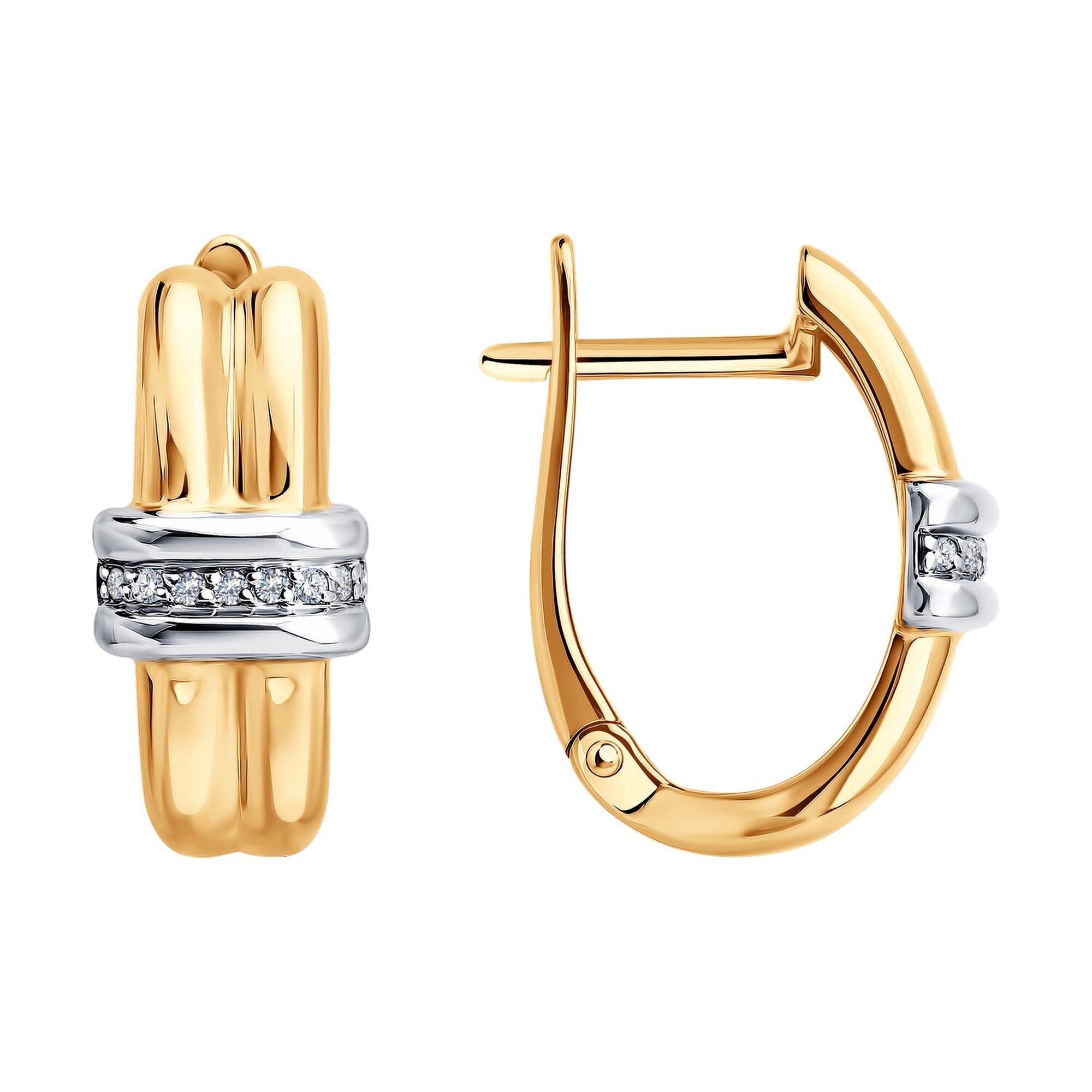 Серьги, красное золото, 585 проба, бриллиант