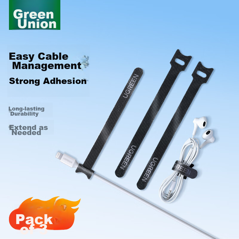 Lulian Magic Tape Cable Ties, Wire Management Straps, Cable Organizers, Computer Cable And Power Cord Fasteners, 3-Pack