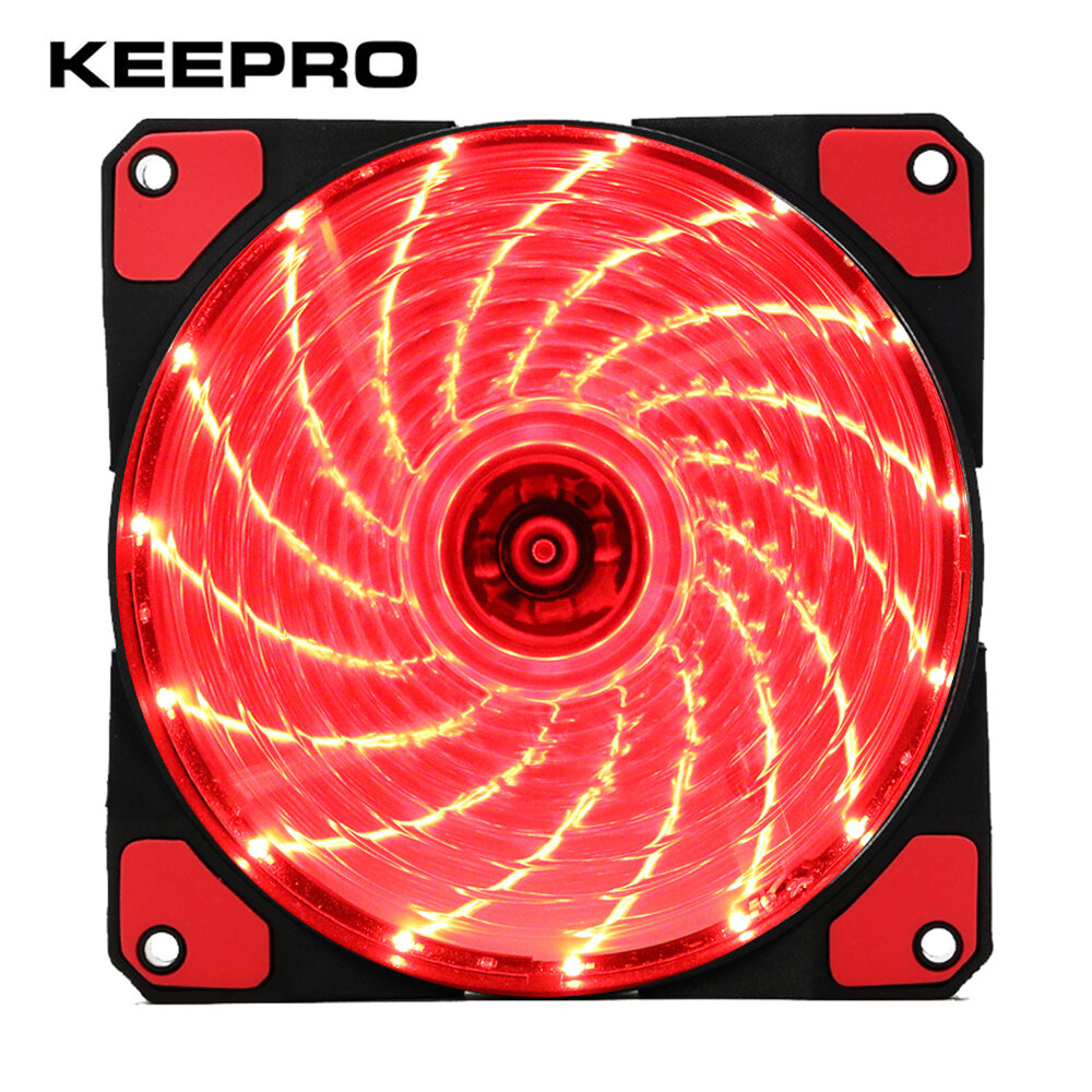 KEEPRO Оригинал 15 Lights LED Silent Вентилятор PC Computer Chassis Вентилятор Case Heatsink Cooler Вентилятор охлаждения DC 12V 4P 3P 120*120*25mm