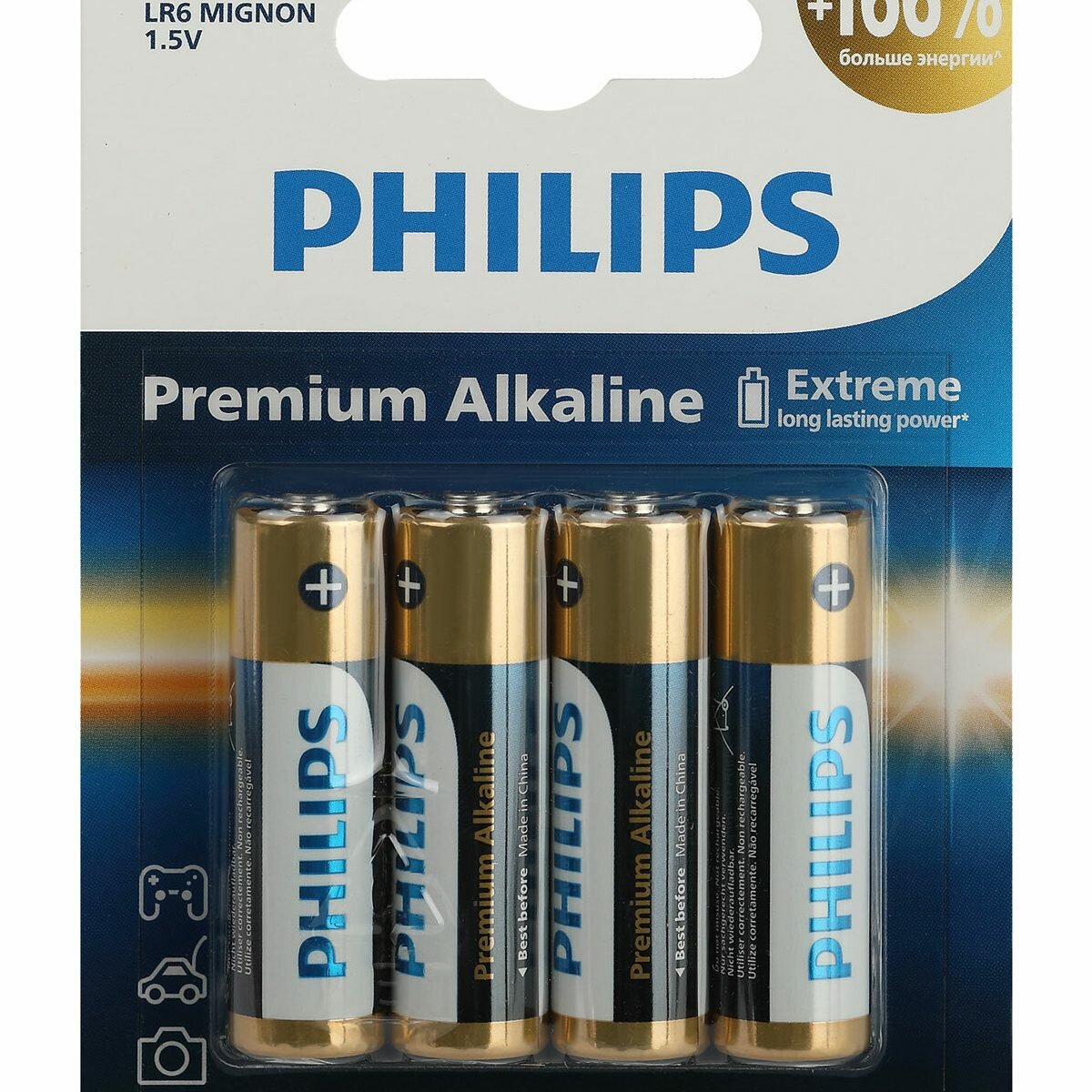 Батарейка Philips Premium Alkaline AA/LR6 (блистер, 4шт.) (Б0062753), 12 уп.