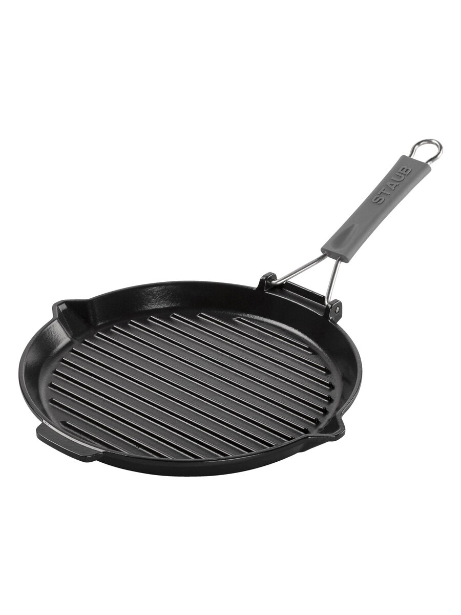 Сковорода-гриль чугунная Staub с силиконовой ручкой, 27см, для индукции
