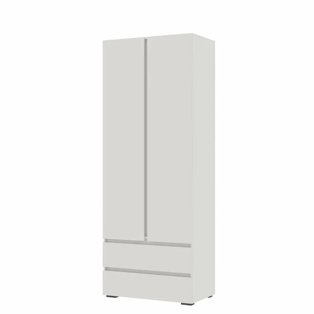 Шкаф 2-х створчатый со штангой, ящиками и полками ШК 01 «Хелен» шариковые направляющие, ЛДСП (Белый) 80х47х210