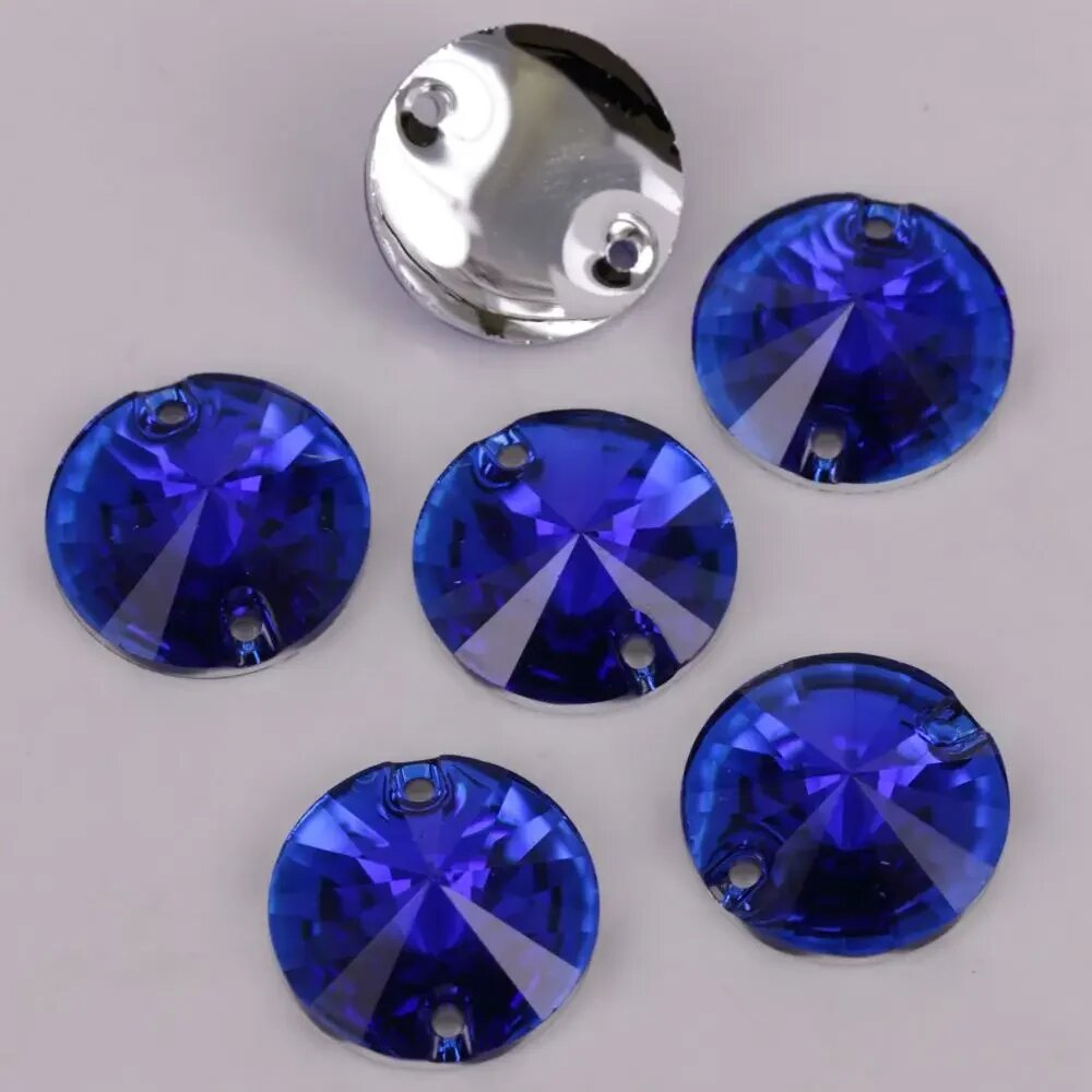 TOP BLING Круглые смоляные стразы Rivoli 10-18 мм 12mm, Sapphire