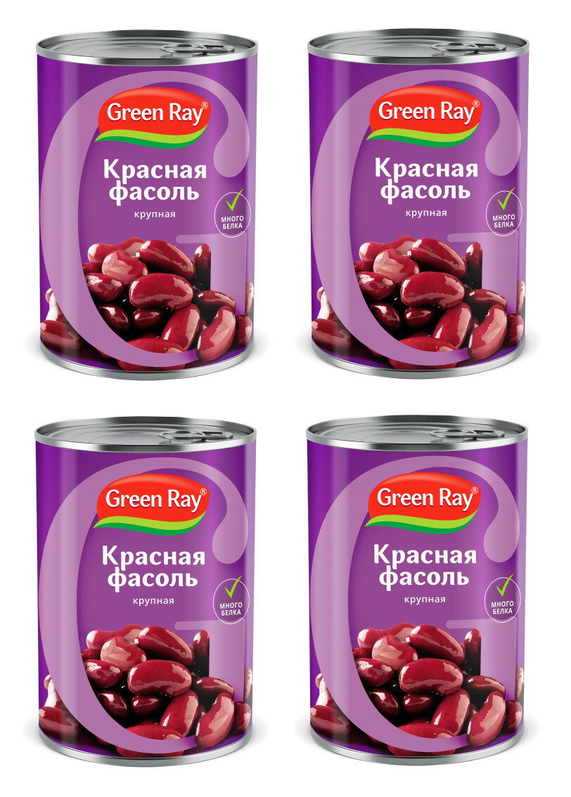 Фасоль красная крупная Green Ray 400 гр (Набор из 4 шт)