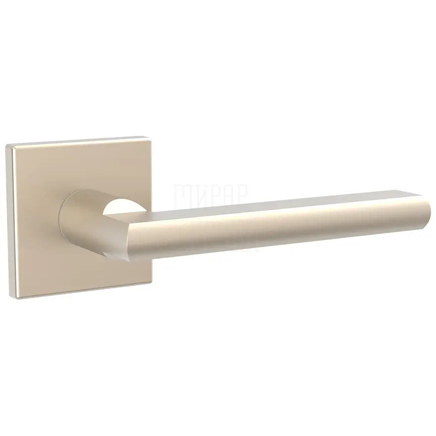 Дверная ручка Punto (Пунто) на квадратной розетке "PLUTON" матовый никель