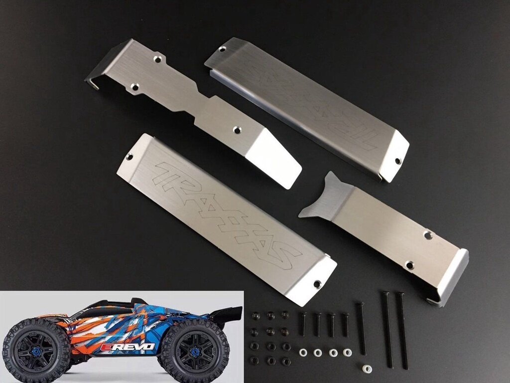 Sleek stainless steel chassis armor skid plate for 1/10 traxxas erevo 20