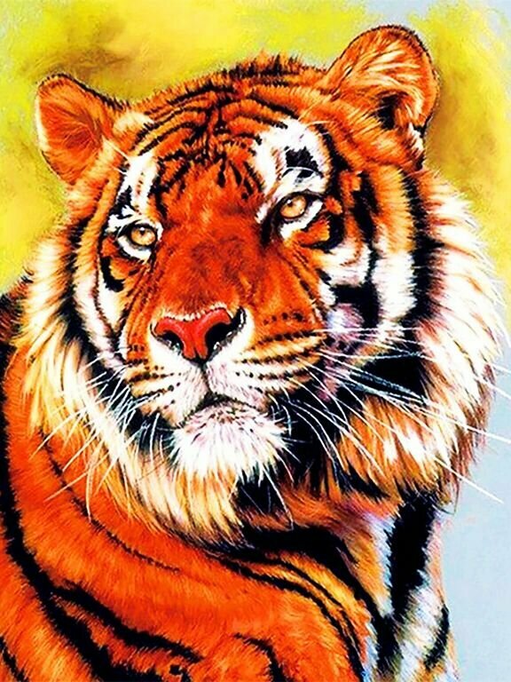 Алмазная картина "Лев Тигр" алмазная огранка 40х50 см,40X50CM, белый