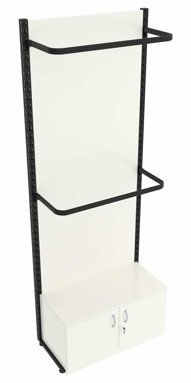 Пристенная система с П-образными поручнями для одежды лофт №1-ЗС-Н 900мм, Белый