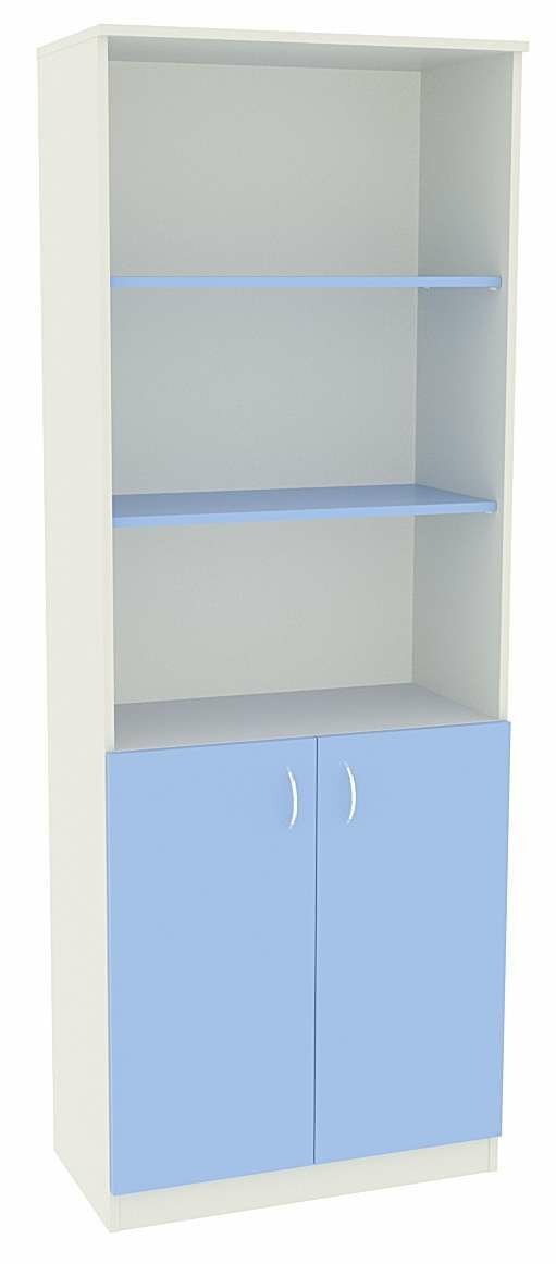 Офисный шкаф широкий открытый в аптечный кабинет серии голубой горизонт Ш-43
