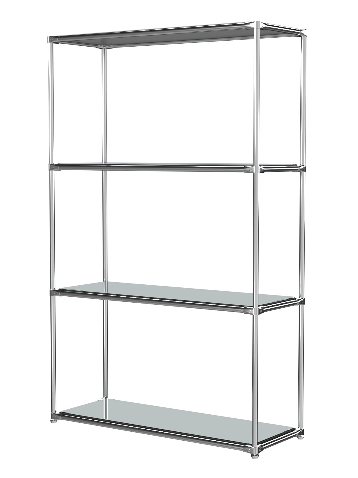 Хромированный стеллаж стиль №1г с полками Зеркало 4 мм, Черный