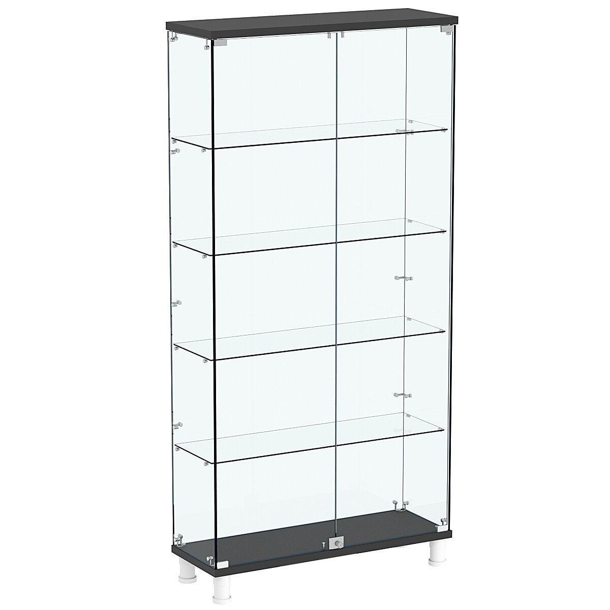 Витрина рондо №3-1 на ножках (задняя стенка стекло), Черный. Производство товара - компания ТОБ.