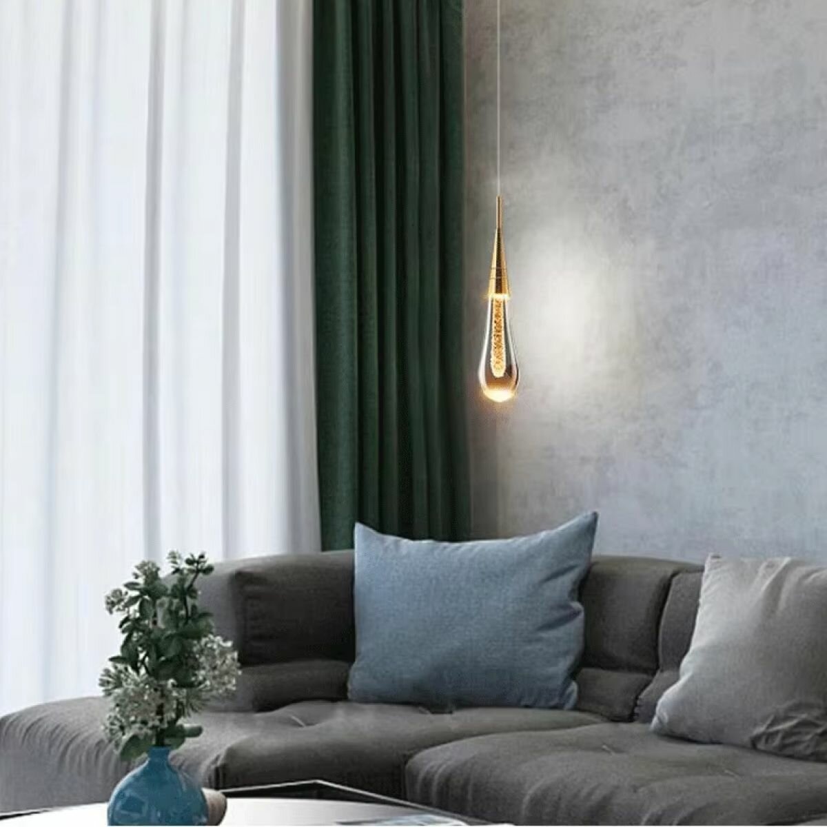 Подвесной светильник светодиодный в виде капли 1 штука на одной планке, пузырьки,