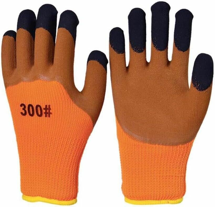 Перчатки акриловые утепленные с латексным покрытием, рабочие, хозяйственные, размер XL, в комплекте 50 пар (СФ)