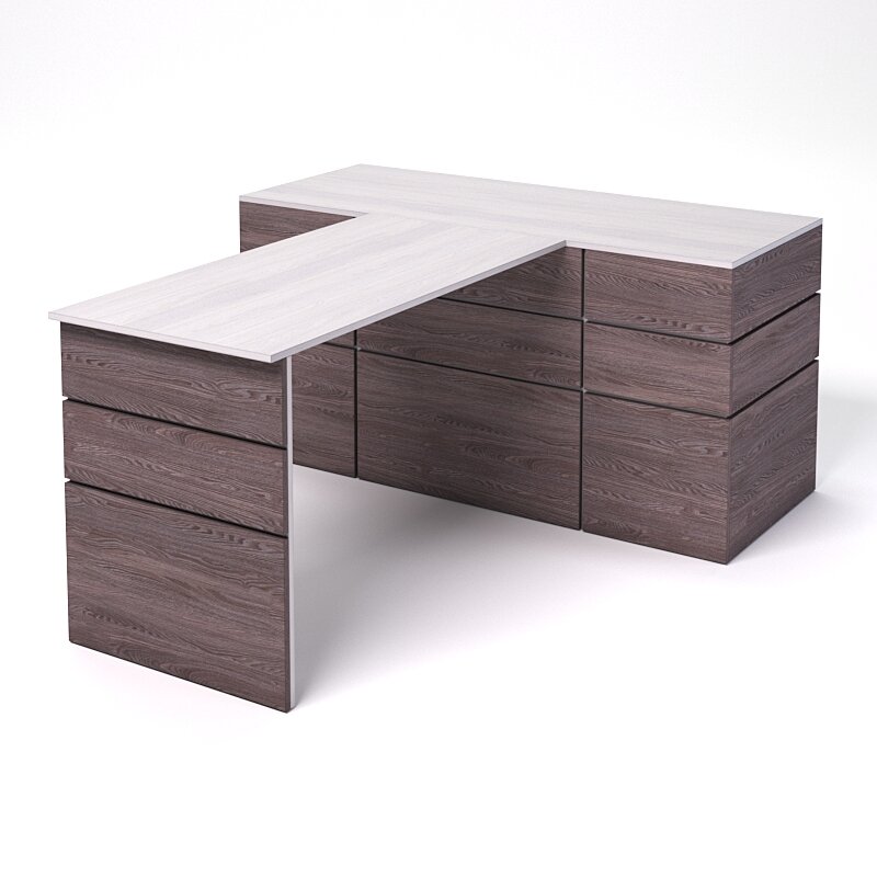 Стол руководителя №5 с приставкой брифингом, Ясень Анкор и Ясень Анкор