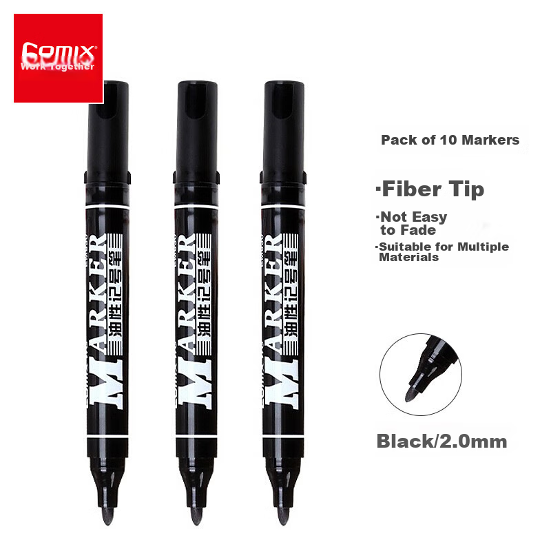 Comix Thick-Tip Waterproof Quick-Drying Oil-Based Logistics Marker/ballpoint Pen/signature Pen/marker Pen, Writing Tool, 10 Pcs/box, Black, EM830