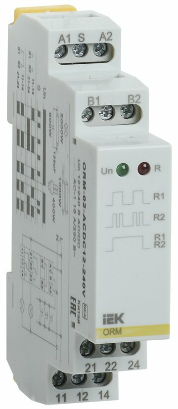 IEK ONI Импульсное реле ORM 2 контакта 12-240 В AC/DC, ORM-02-ACDC12-240V