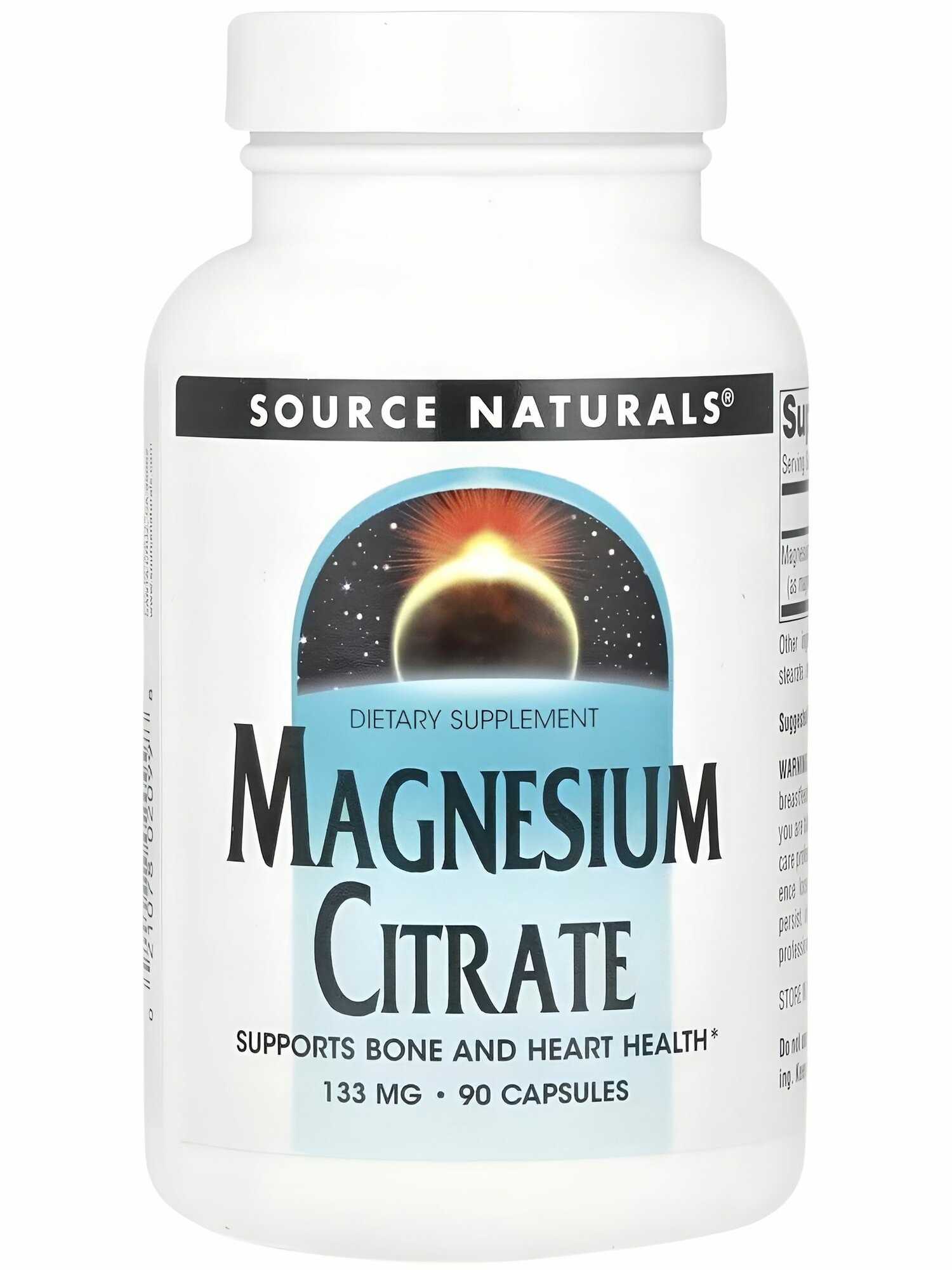 Магний цитрат Source Naturals 90 капсул, для нервной системы, мышц и снятия стресса