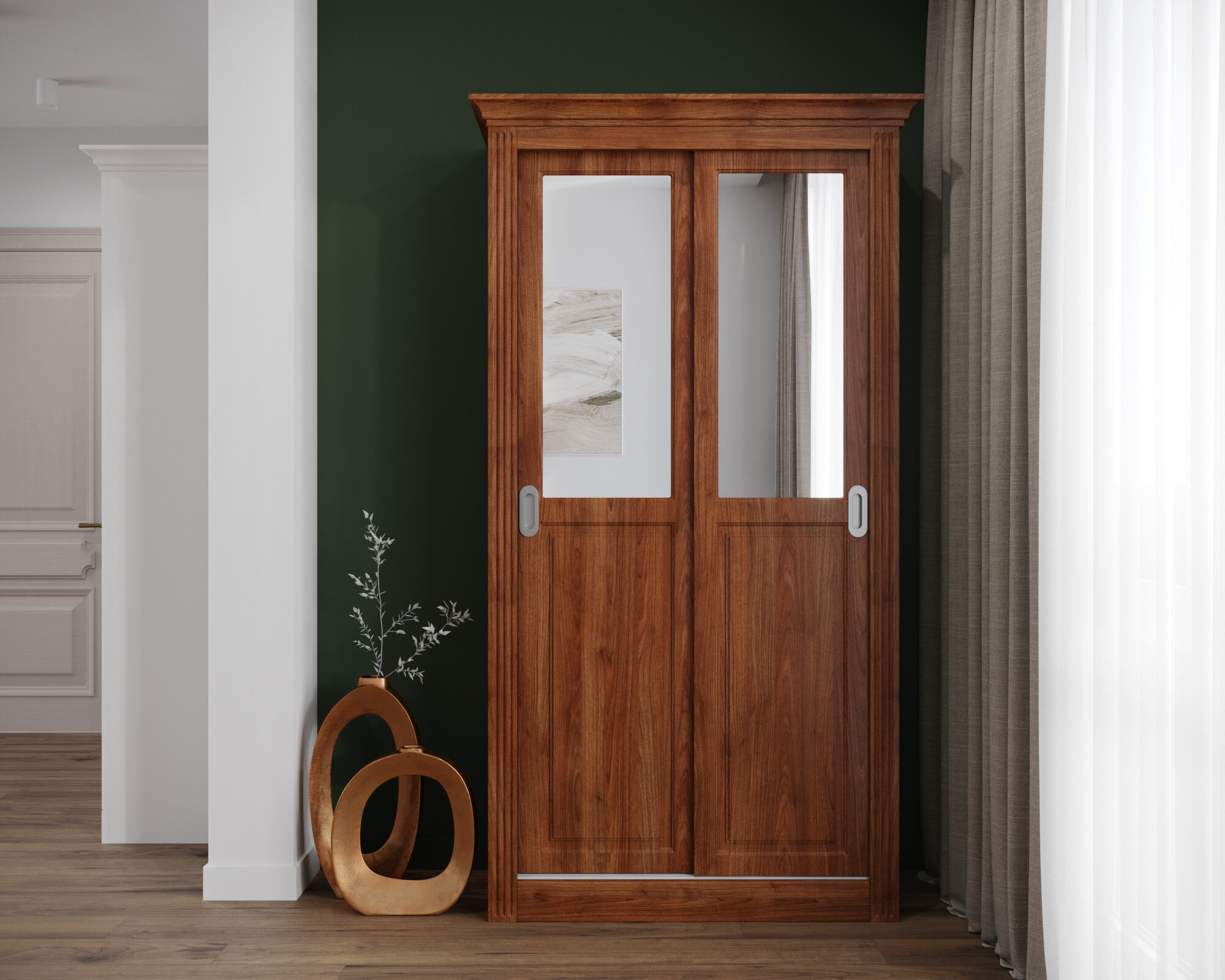 Шкаф купе для одежды Мебель на Руси "Классика 14" 120х200х60 Орех экко / орех гварнери