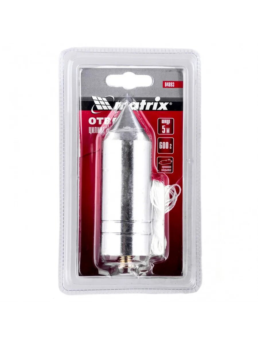 Отвес цилиндрический, 600 г, шнур 5 м, MATRIX, 84893