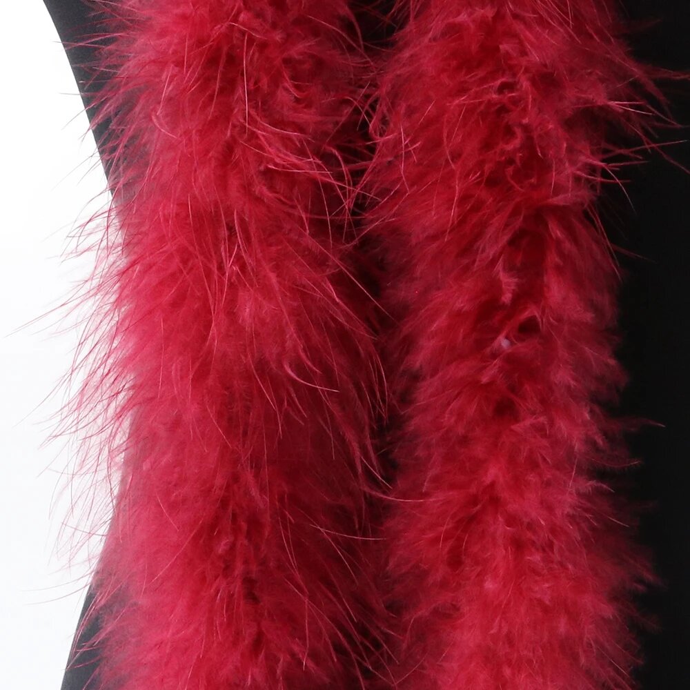 Пушистые перья индейки Марабу 2 метра, декоративные перья для рукоделия Красный, 7 Wine Red