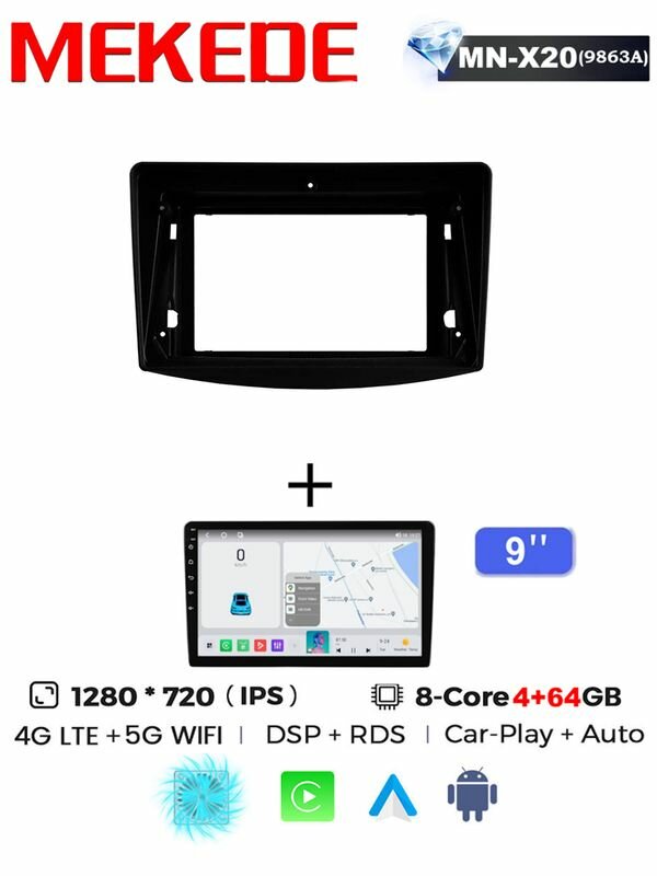 Магнитола 9" Mekede MN X20 Pro 4/64 Gb Mitsubishi Grandis 1 2003-2010 F1 carplay