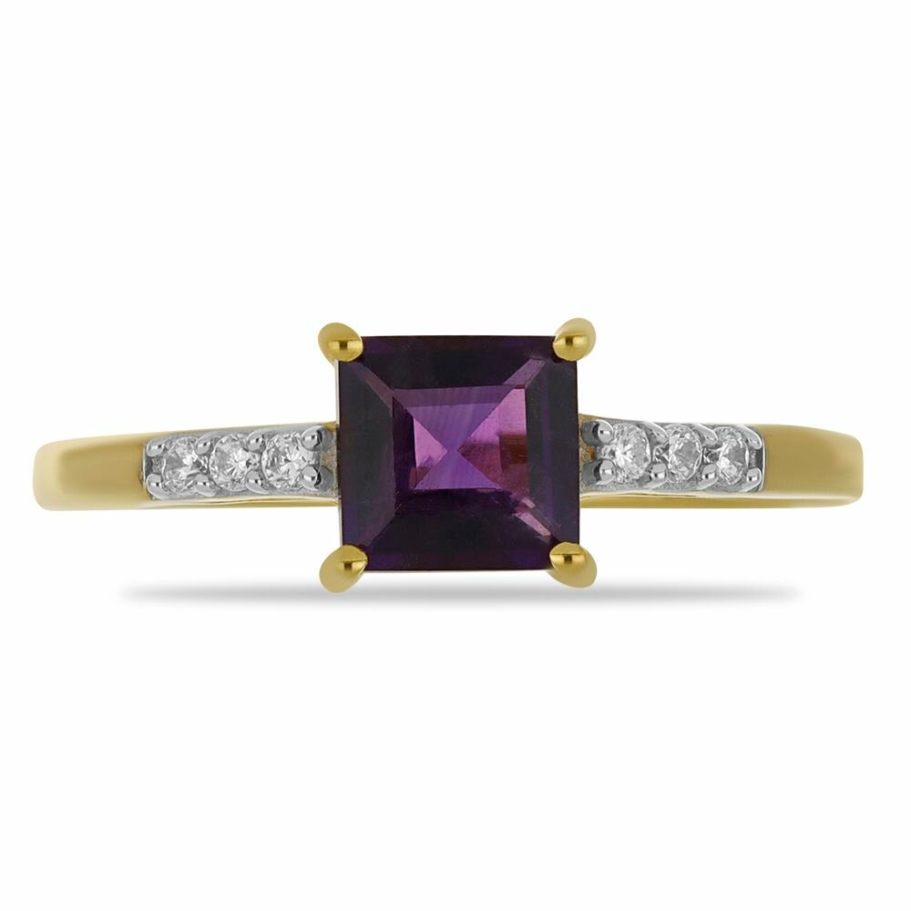 Кольцо тонкое, серебро, 925 проба, аметист