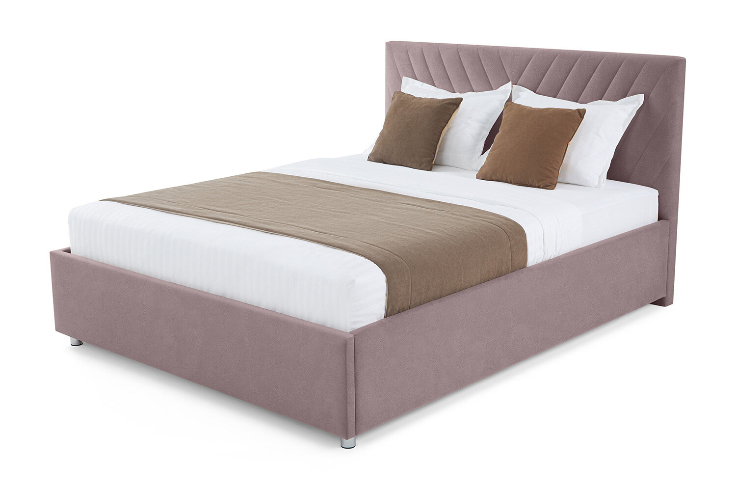 Кровать двуспальная Victori, 160х200 см, с основанием и подъемным механизмом, бледно-розовый