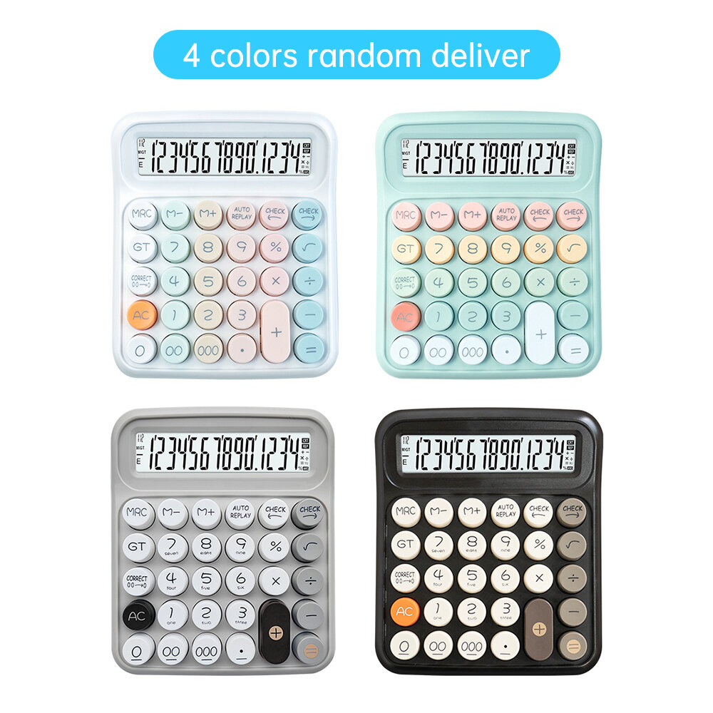 Настольный калькулятор 14 разрядов, на солнечной батарее, большой дисплей, 112 шагов, цвет в ассортименте