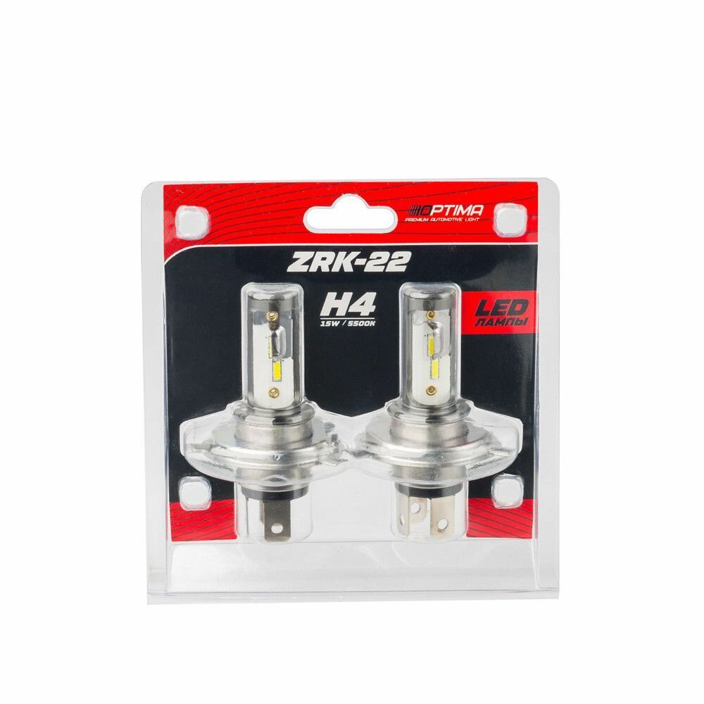 Светодиодные led лампы H4 5500K 12V Optima ZRK-22