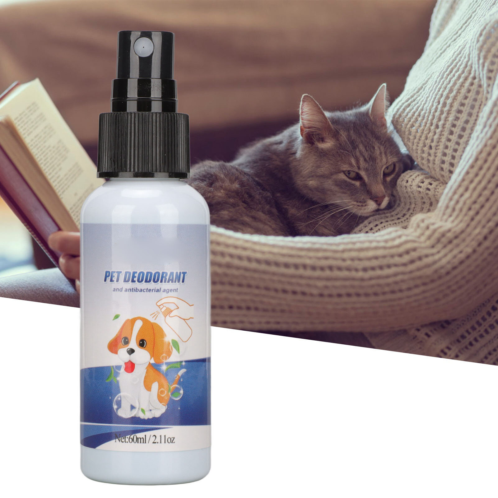 Дезодорант для домашних животных, эффективное удаление запаха мочи домашних животных, дезодорирующий спрей для собак и кошек, 60 мл
