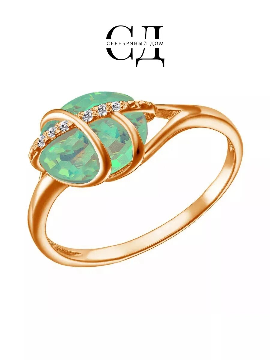 Кольцо, серебро, 585, 925 проба, золочение, фианит, кварц