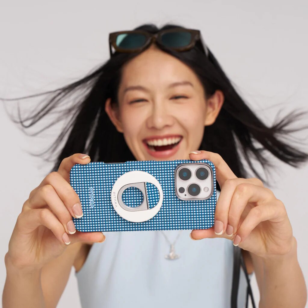 Чехол PITAKA Ultra-Slim Case + кольцо Grip 3для iPhone 16 Pro Max 6.9", (Ocean Blue)