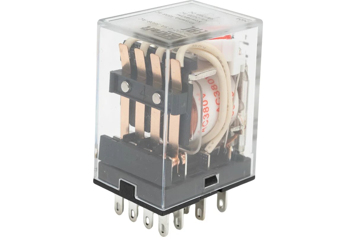 DEKraft промежуточное реле 4 контакта с LED индикатором, 5A 380В AC, пр-102 23901DEK