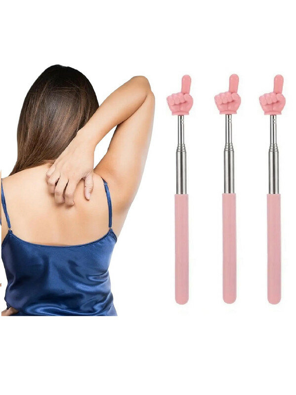 Набор 3 Массажера для спины рука с пальцем телескопические розовые
