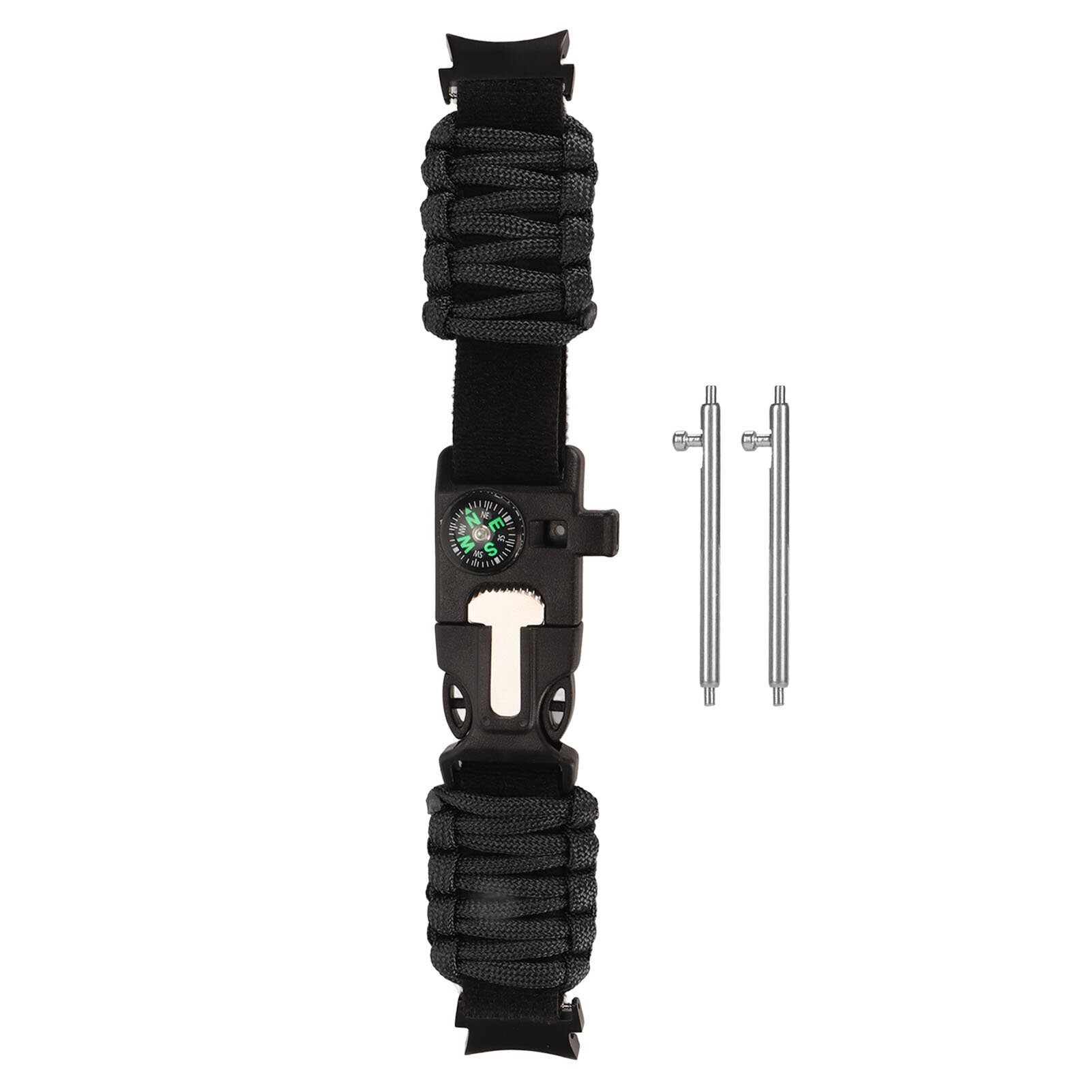 6 в 1 Паракордовый браслет для часов с Fire Starter Compass Whistle Подходит для Samsung Watch 6 Черный