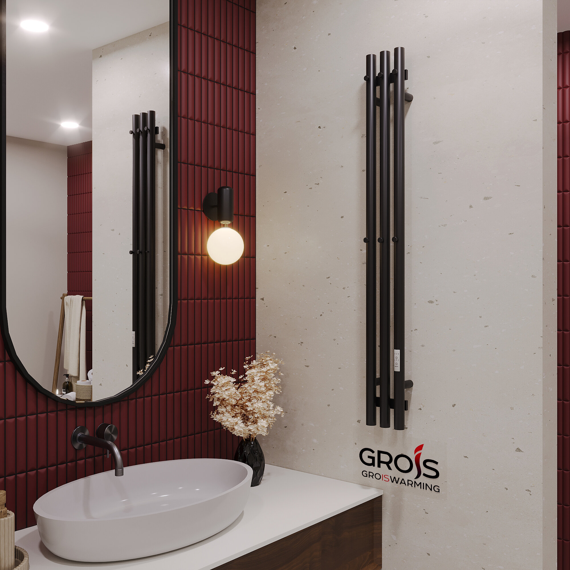 Полотенцесушитель электрический Селена-3 GR-164 130x1150 черный правый