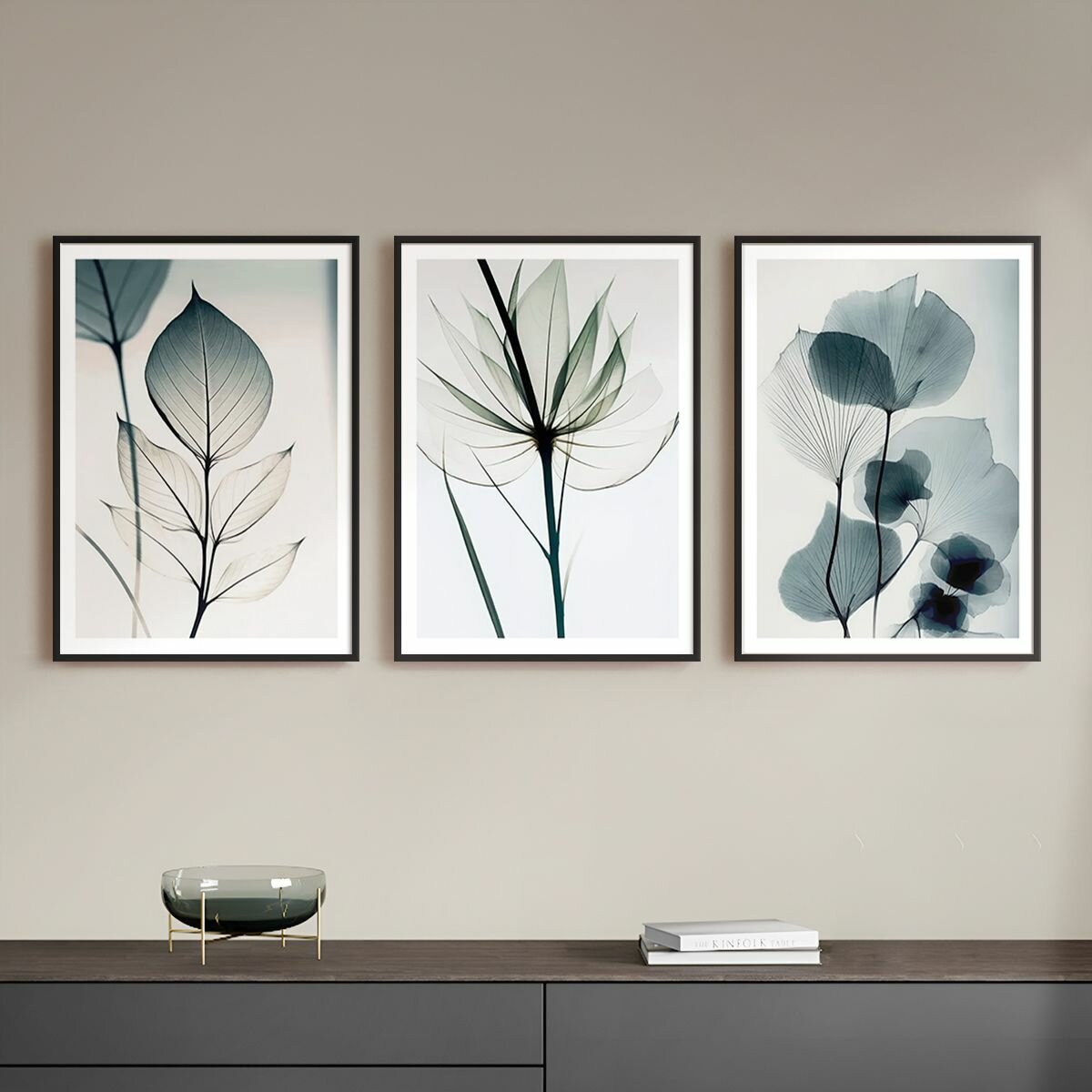 Постеры 3 шт 30х40 на стену "Сухие листья, трава" набор картин для интерьера